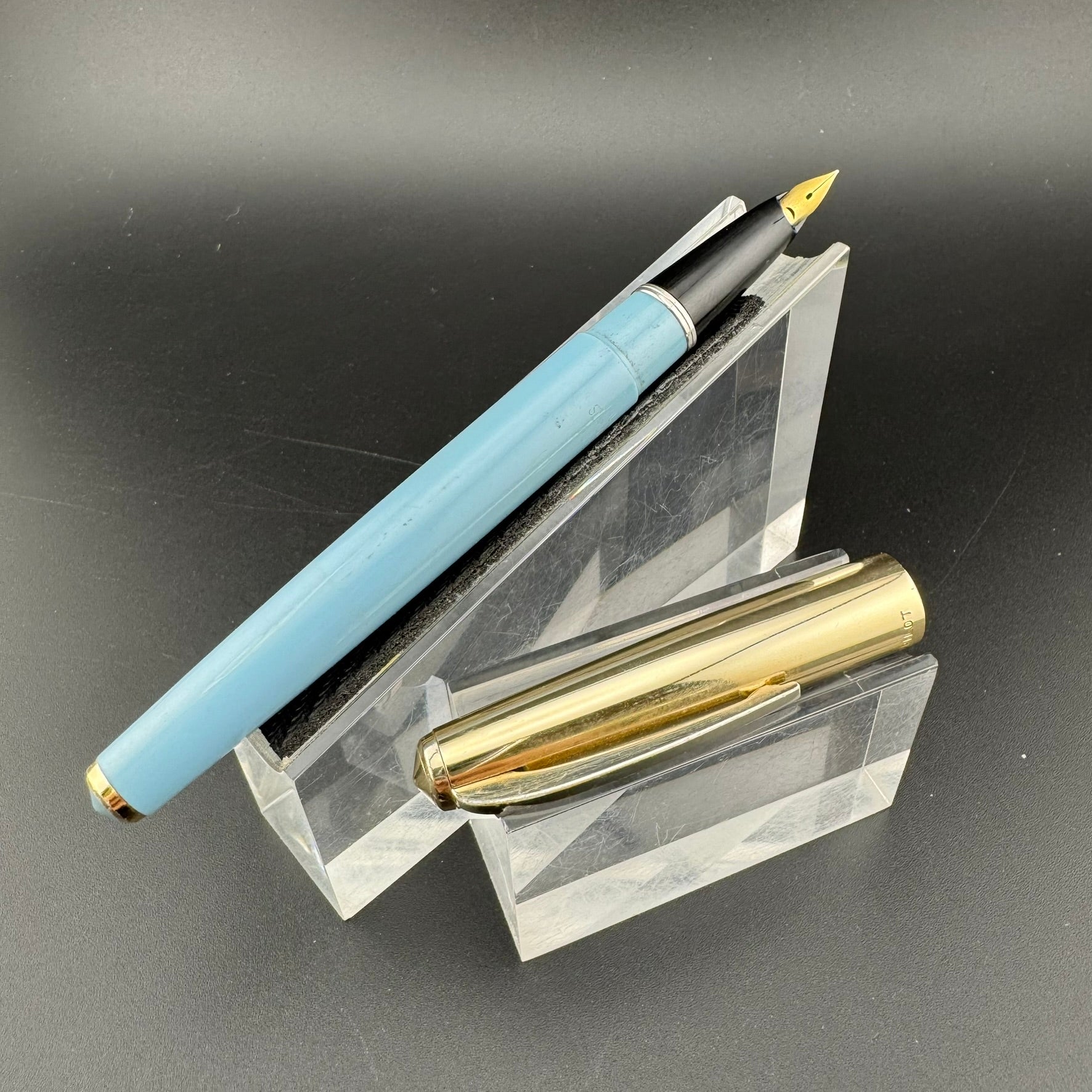 Pilot Super 100S Blue Vintage Fountain Pen 14K Gold Fine Nib Unrestore ...